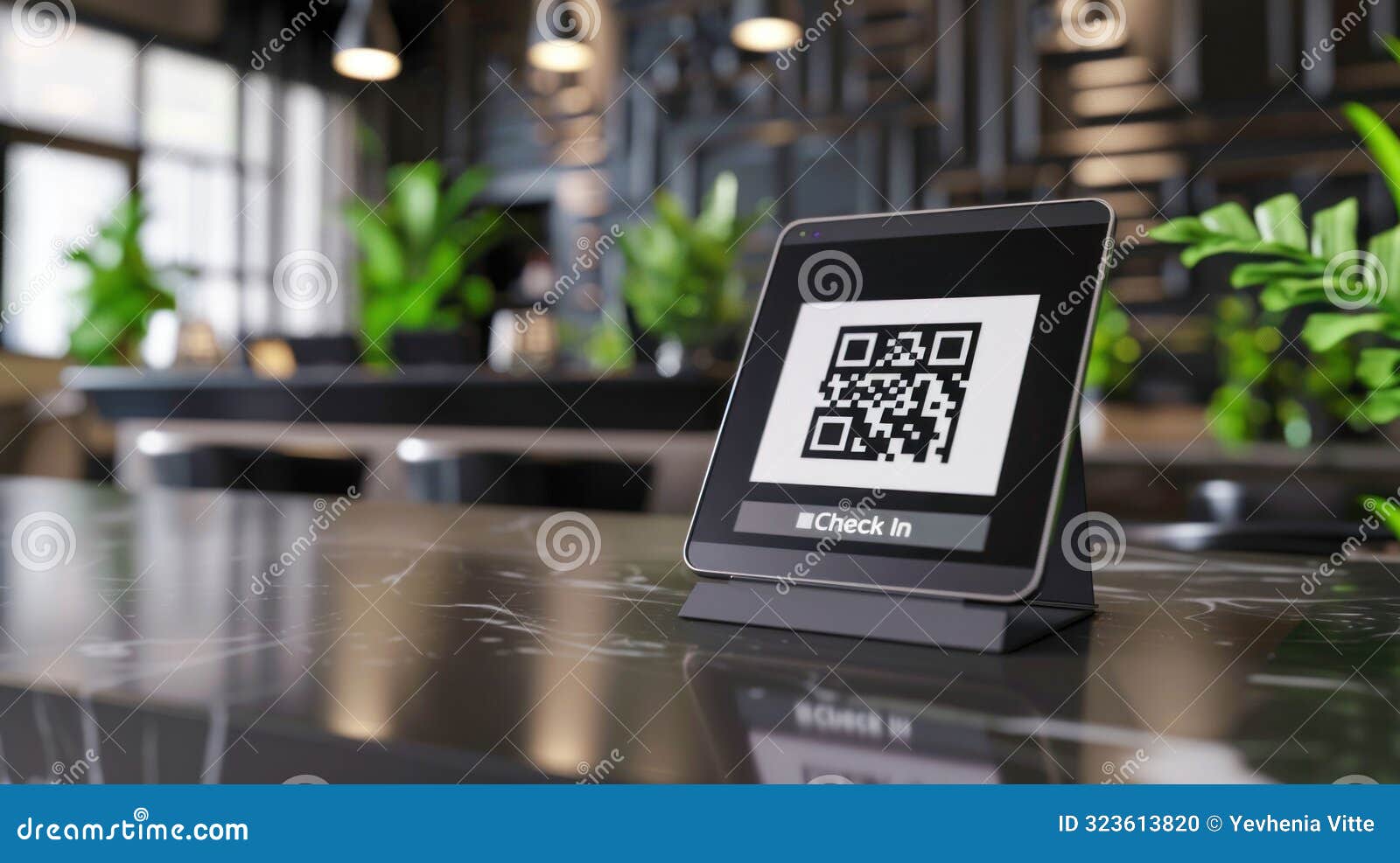 Digital Check-in Tablet at Modern Reception Desk. Generative Ai Stock ...