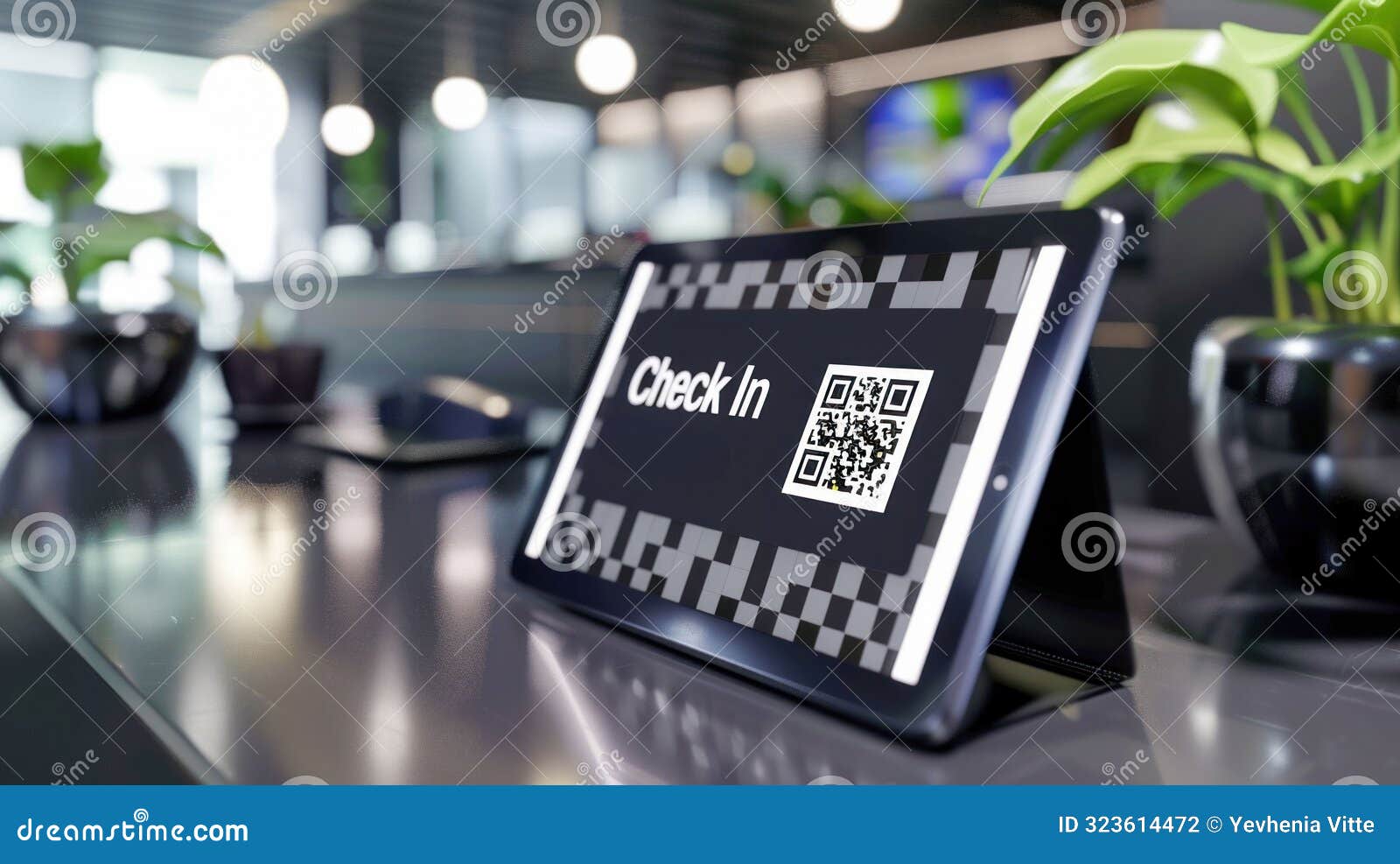 Digital Check-in Tablet at Modern Reception Desk. Generative Ai Stock ...