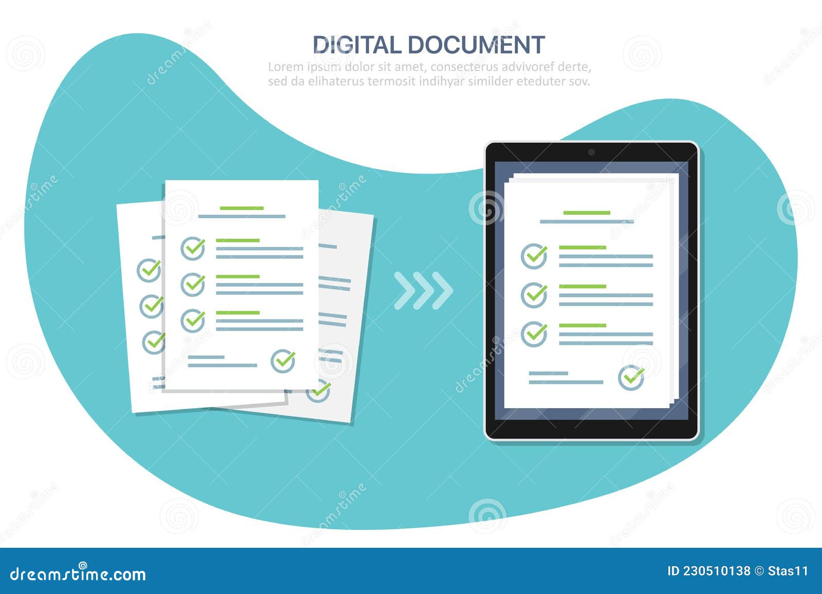 Digital Checklist Document in Tablet and Paper in a Flat Design. Vector ...