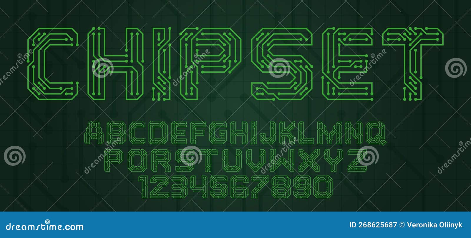 Digital Chip Circuit Font. Tech Typography, Alphabet Letters and ...