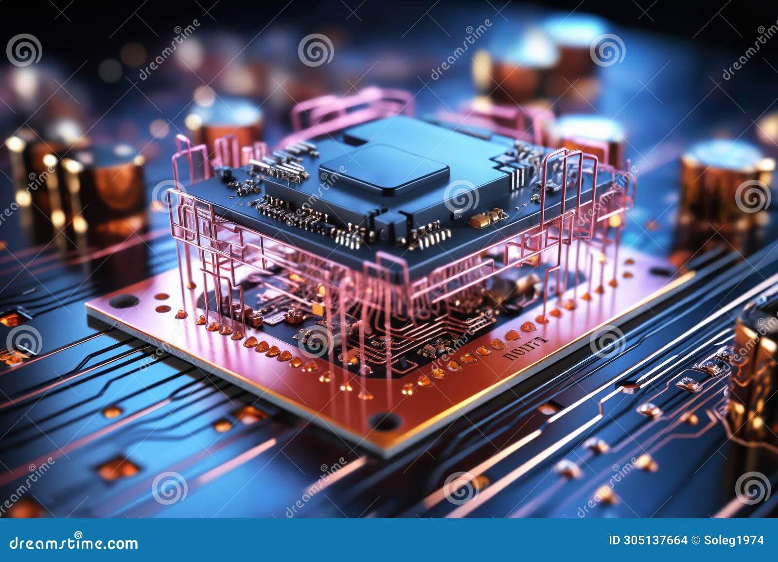 A Digital Chip or Processor on a Printed Circuit Board, an Electronics Concept Stock ...