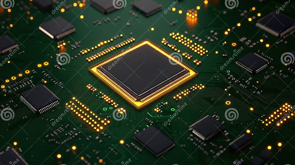 Digital Chip Technology Background with Central Computer Processors and ...