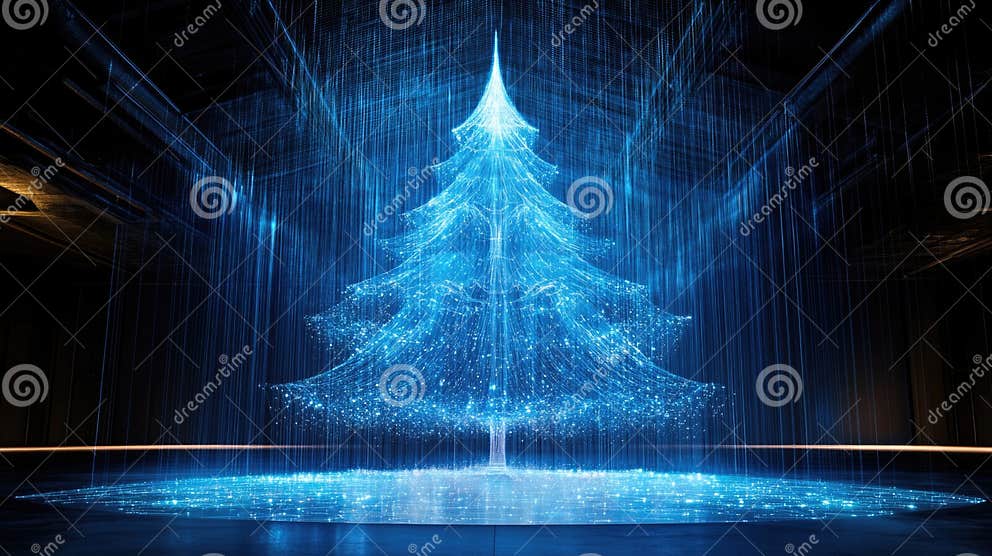 Digital Christmas Tree with Ai-inspired Patterns for Holiday Design ...