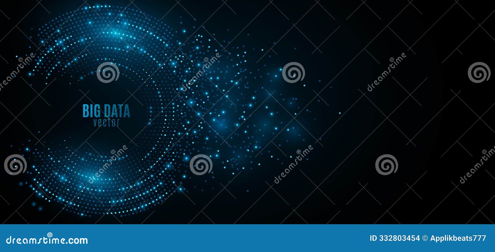 Digital Circles of Blue Glowing Dots. Information Particles in a Neural ...