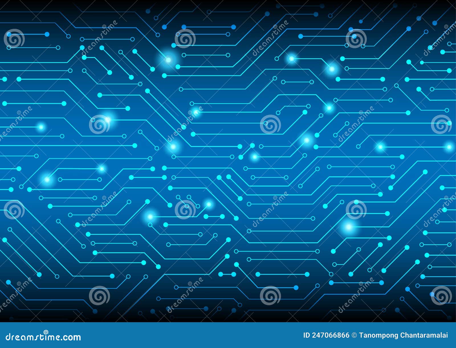 Digital Circuit Background with Gradient Light Circle Blue Stock Vector ...
