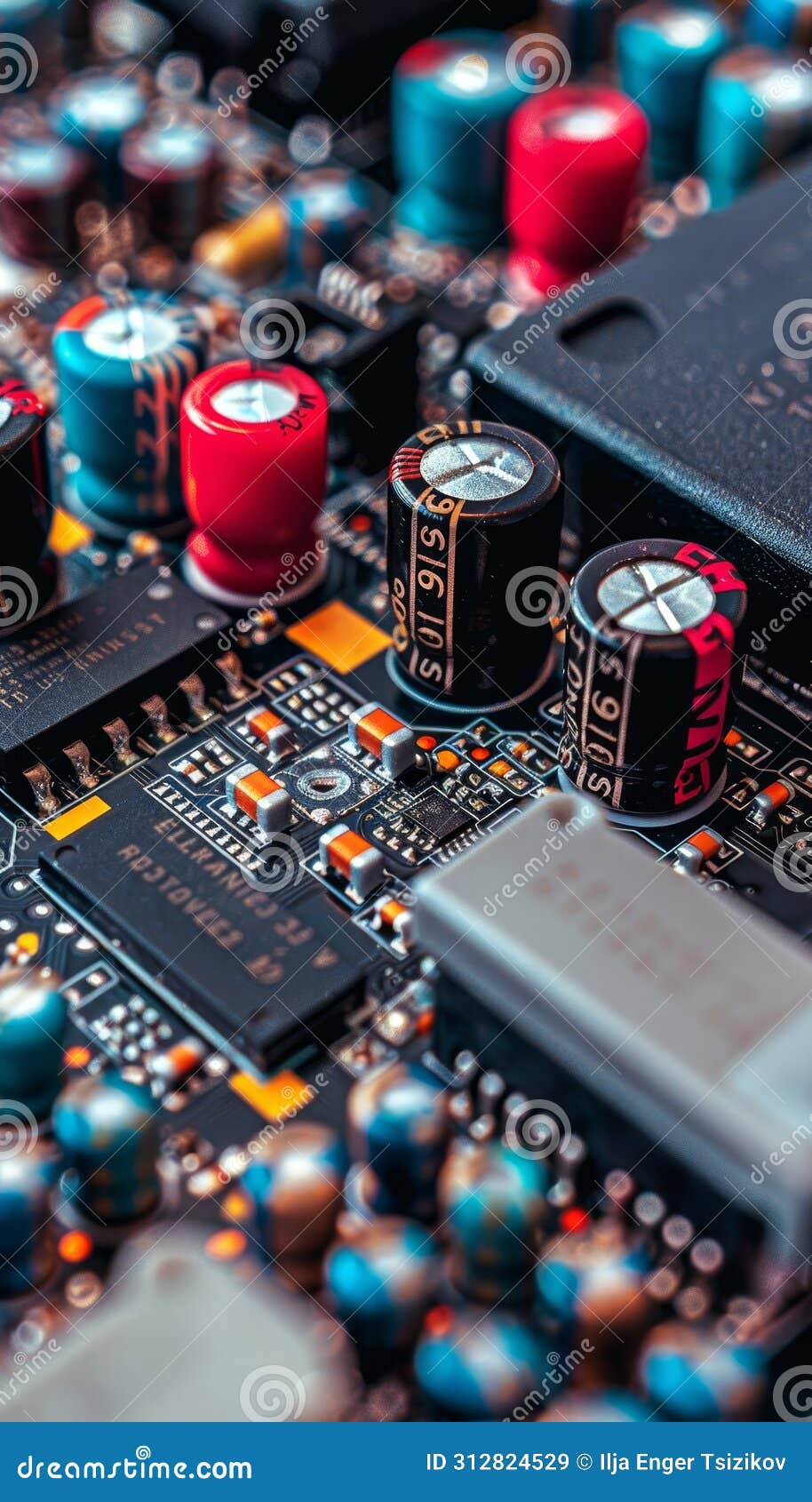 Digital Circuit Board Backdrop with Sophisticated Computer Hardware ...