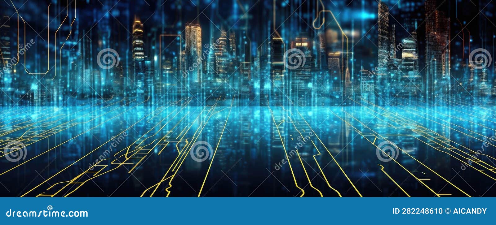 Digital Circuit Board Background with Binary Code and Glowing ...