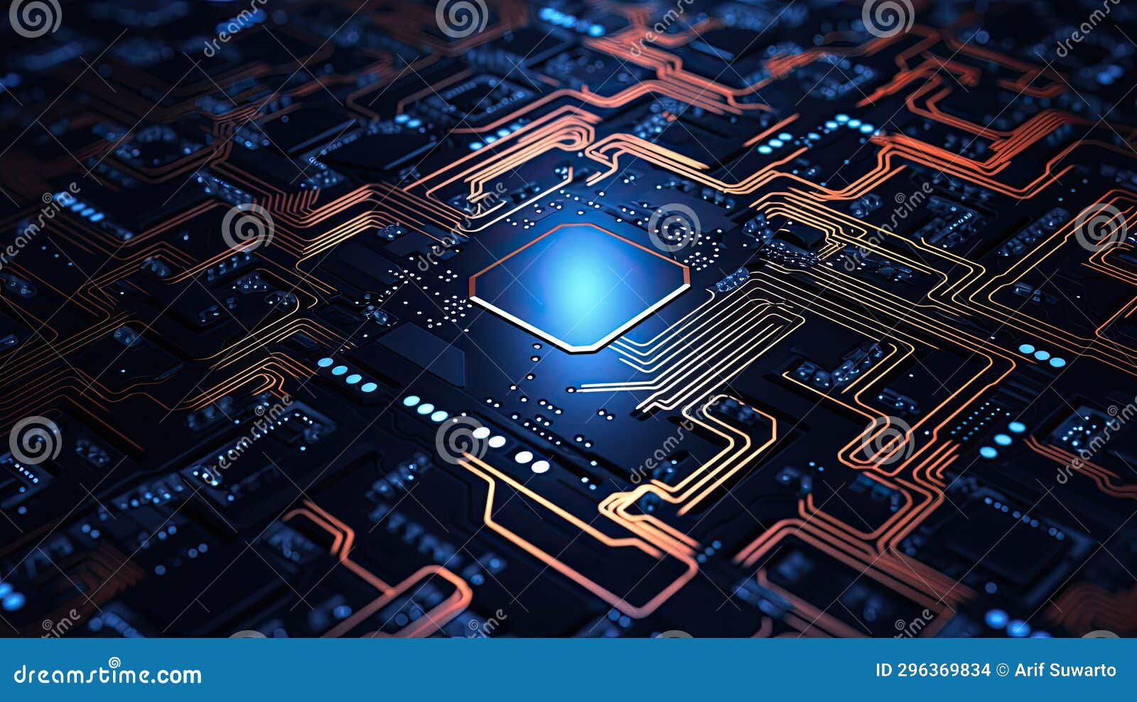 Digital Circuit Board with Computer Chips and Electrical Network for ...