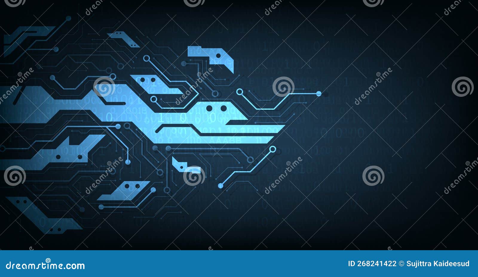 Digital Circuit Design on Dark Blue Background Stock Vector ...
