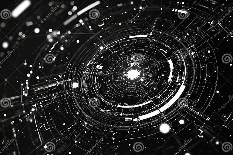 Digital Circuit Grid Patterns on Radial Gradient Dark Blue. Future ...