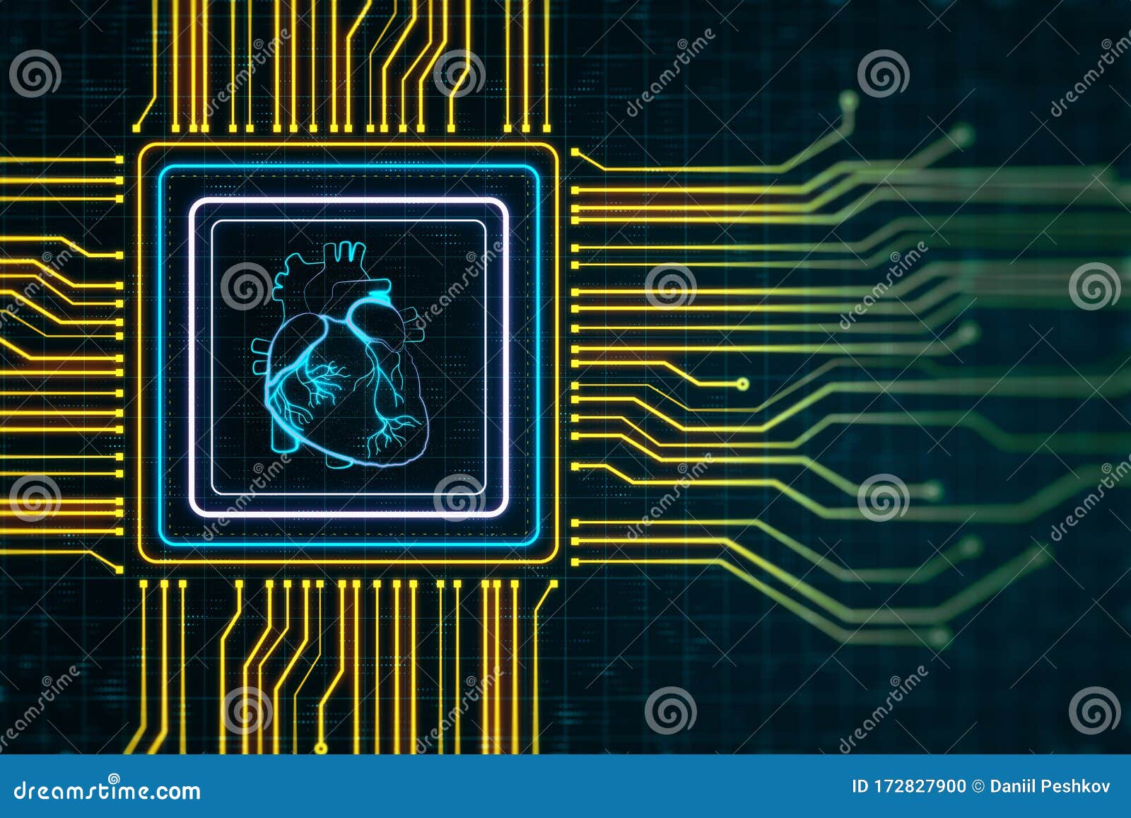 Digital Circuit Heart Scheme As a Chip in a Microchip Stock ...