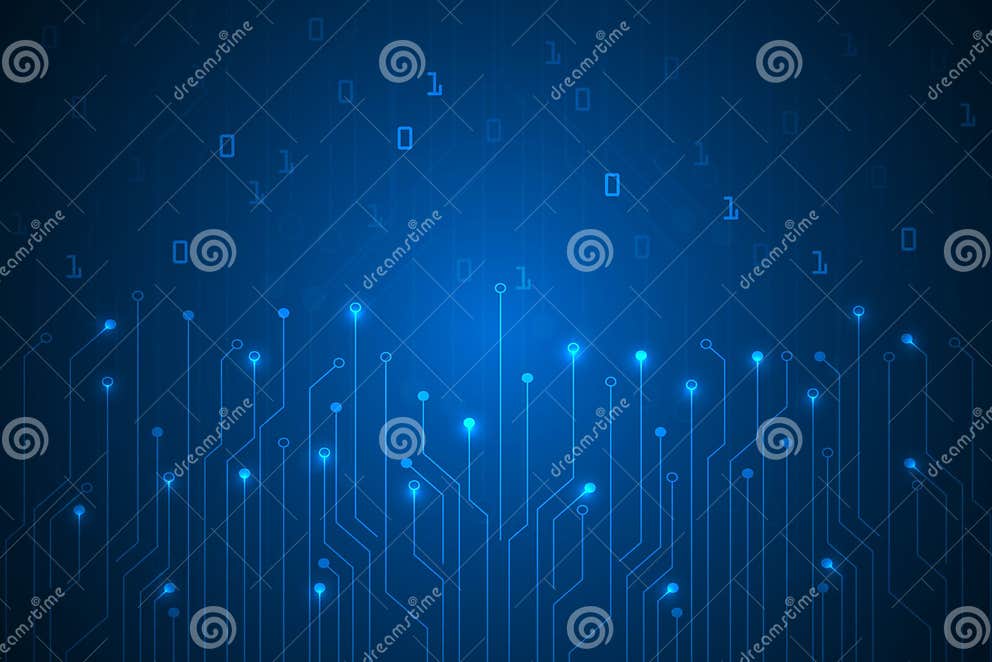 Digital Circuit Lines on Binary Code Technology Abstract Background. Stock Illustration ...