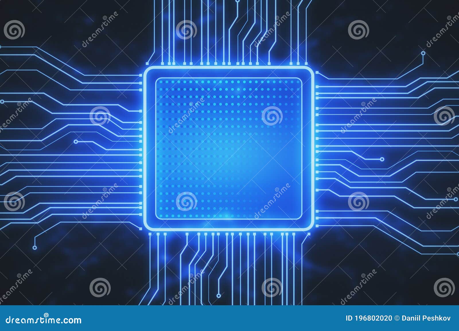 Digital Circuit Microchip on Abstract Background Stock Illustration ...