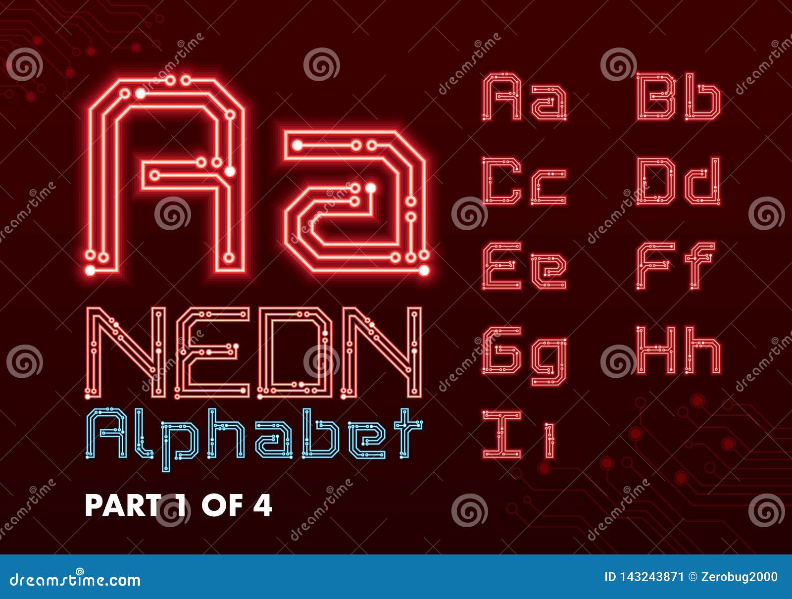 Digital neon font stock vector. Illustration of illuminated - 143243871