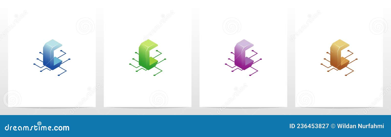 Digital Circuit Nodes Letter Logo Design C Stock Vector - Illustration ...