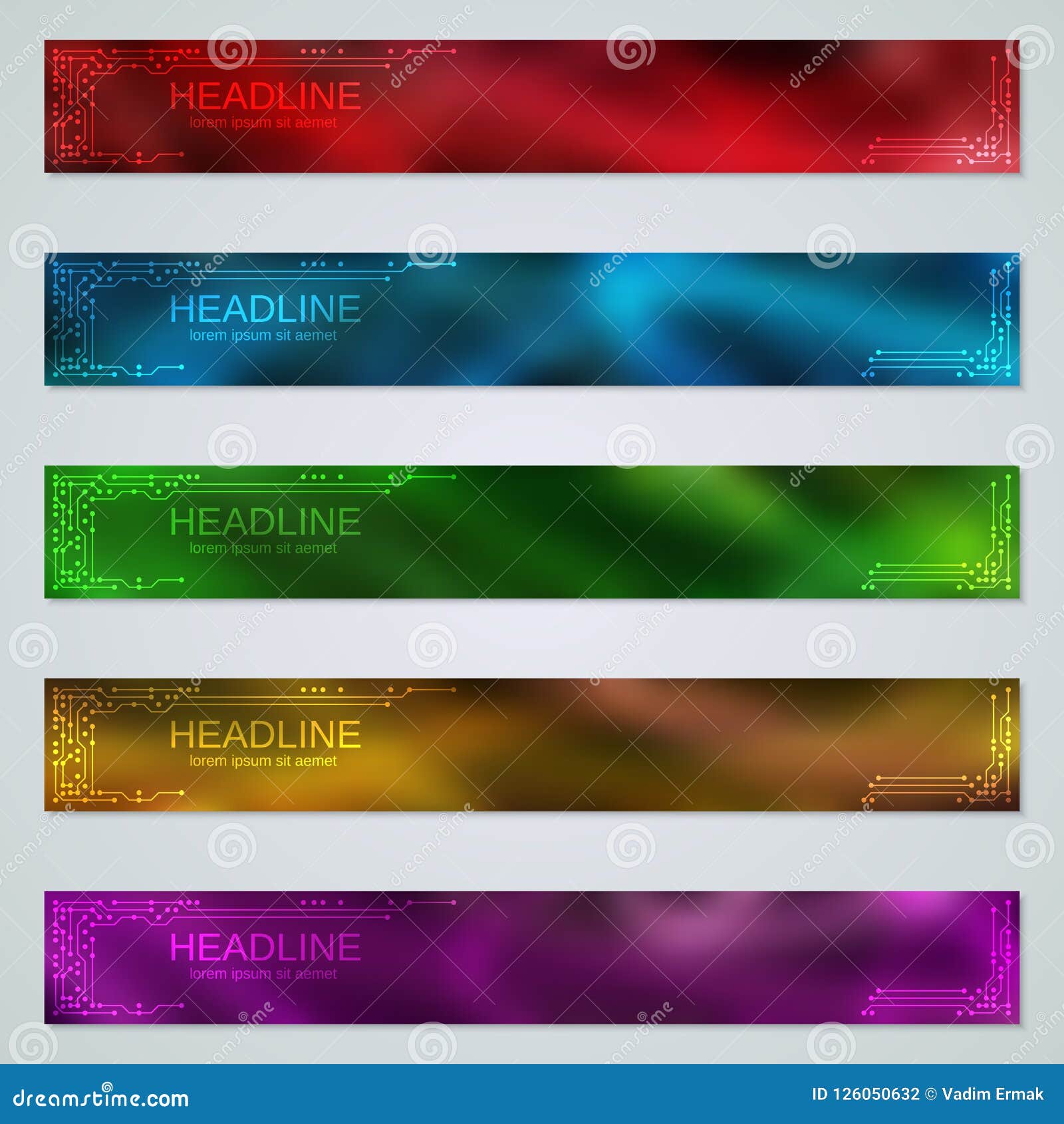 Digital Circuit Style Banners Vector Templates Stock Vector ...