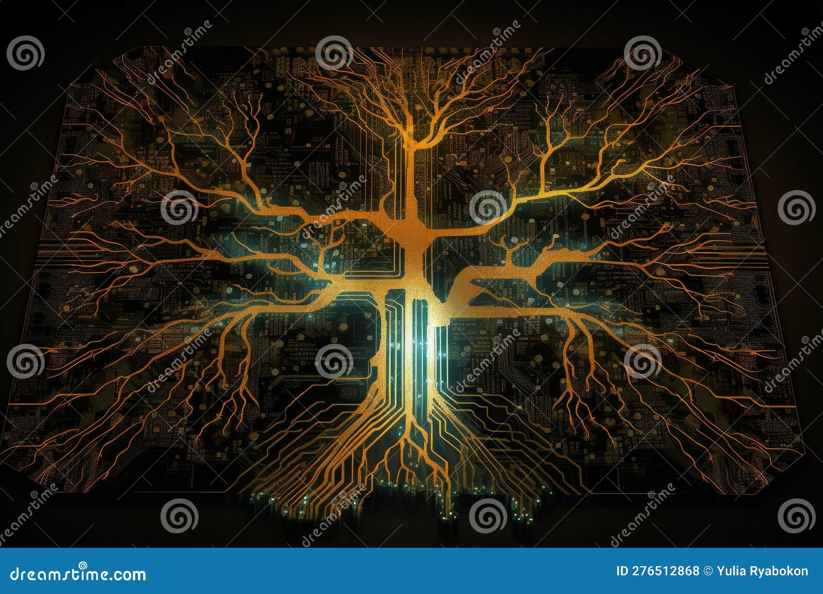 Digital Circuit Tree. Generate Ai Stock Illustration - Illustration of ...