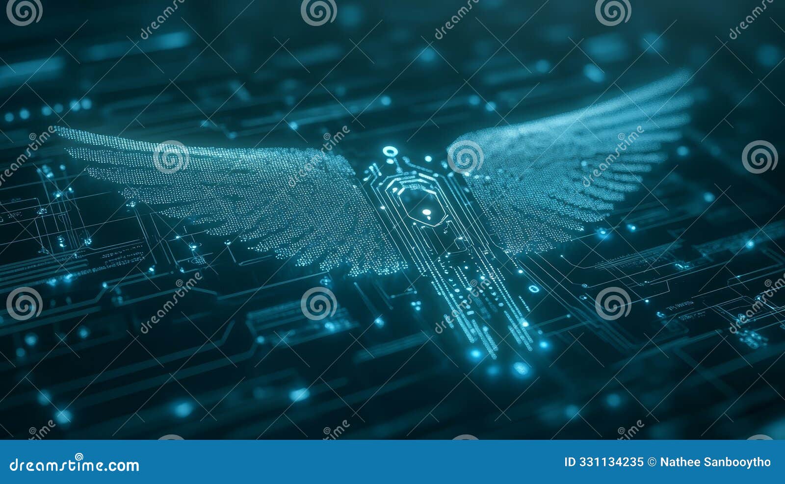 Wings Of Technology A Garuda-inspired Drone Hovers In A Neon-lit Sky ...