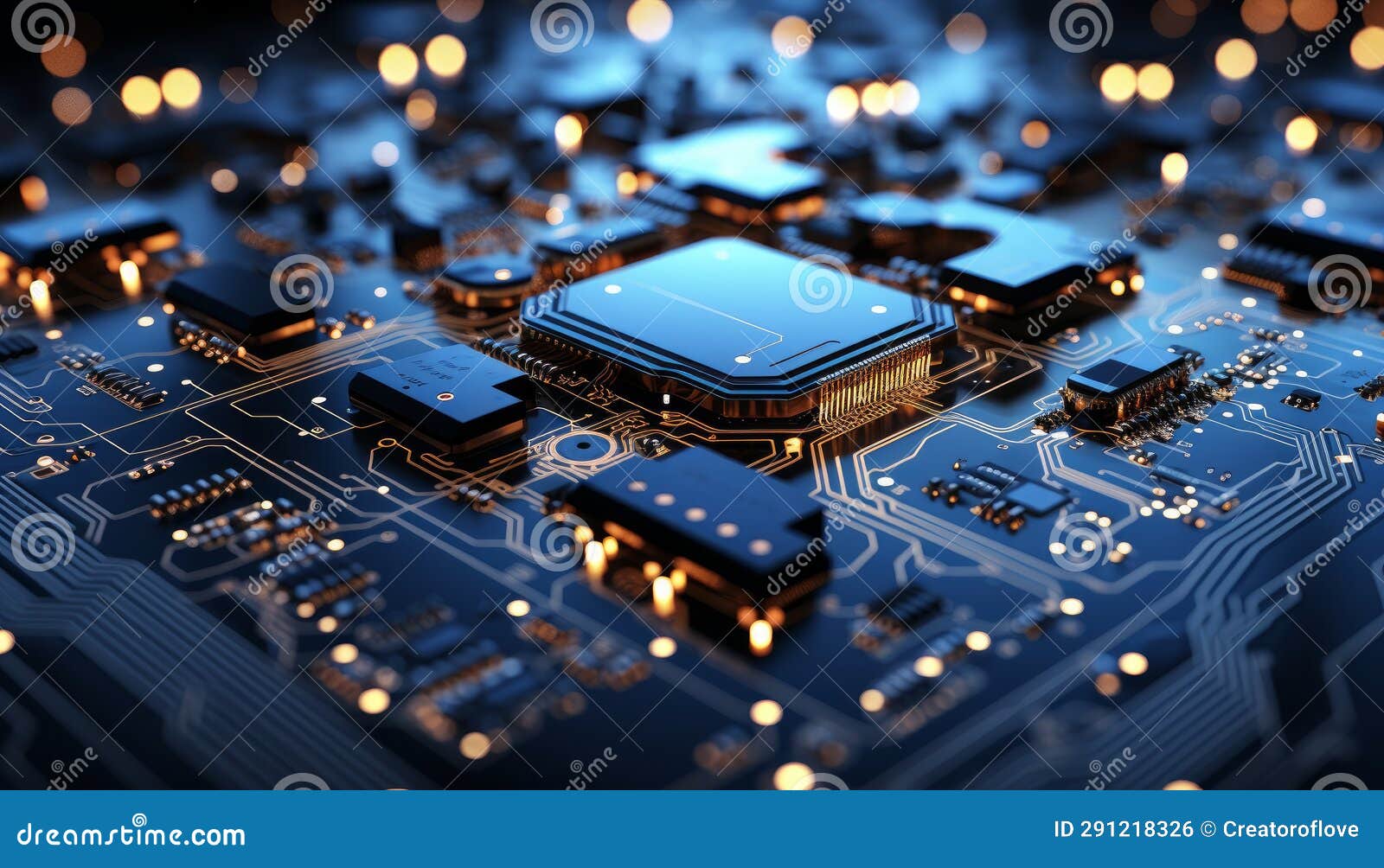 Digital Circuitry Background with Blue Lines and Dots Stock ...
