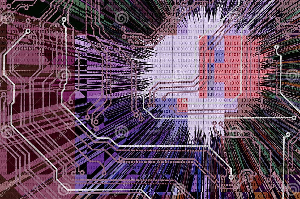 Digital Circuits Explode in a Burst of Binary Code Stock Photo - Image ...