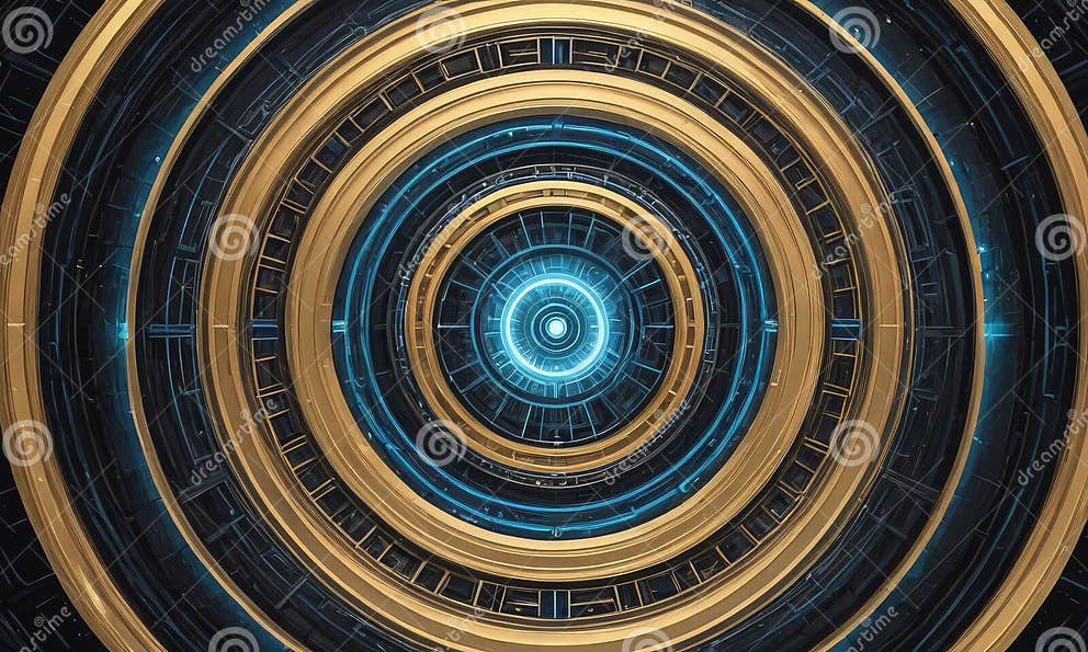 Digital Circular Pattern with Concentric Rings Varying Shades Blue and ...