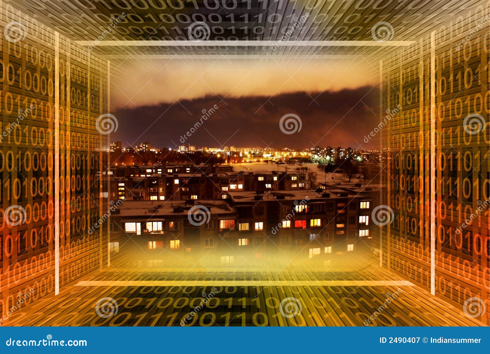 Digital City. Binary Tunnel Stock Image - Image of marketing, email ...