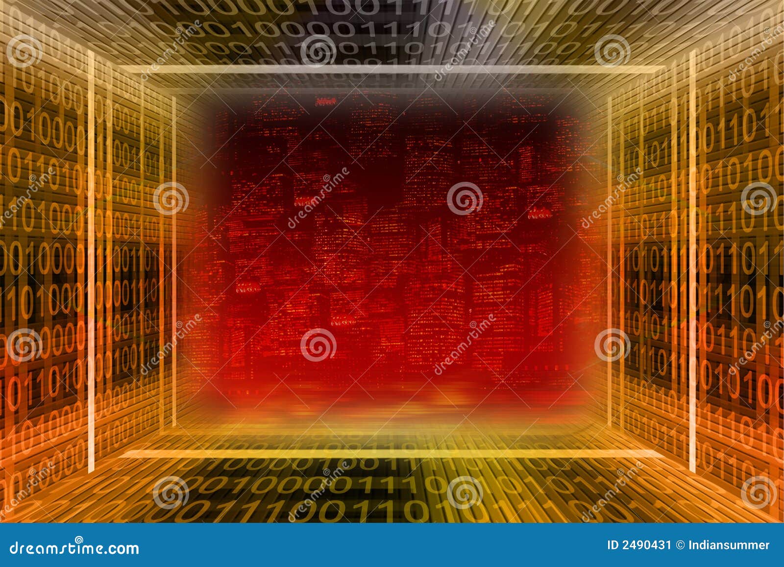 Digital City. Binary Tunnel Stock Image - Image of global, concept: 2490431