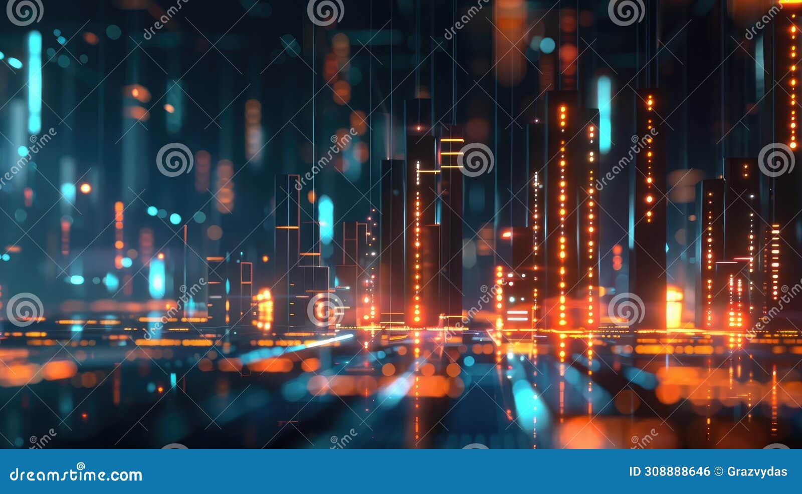 Digital City Concept. Abstract Complex Structure of City Stock ...