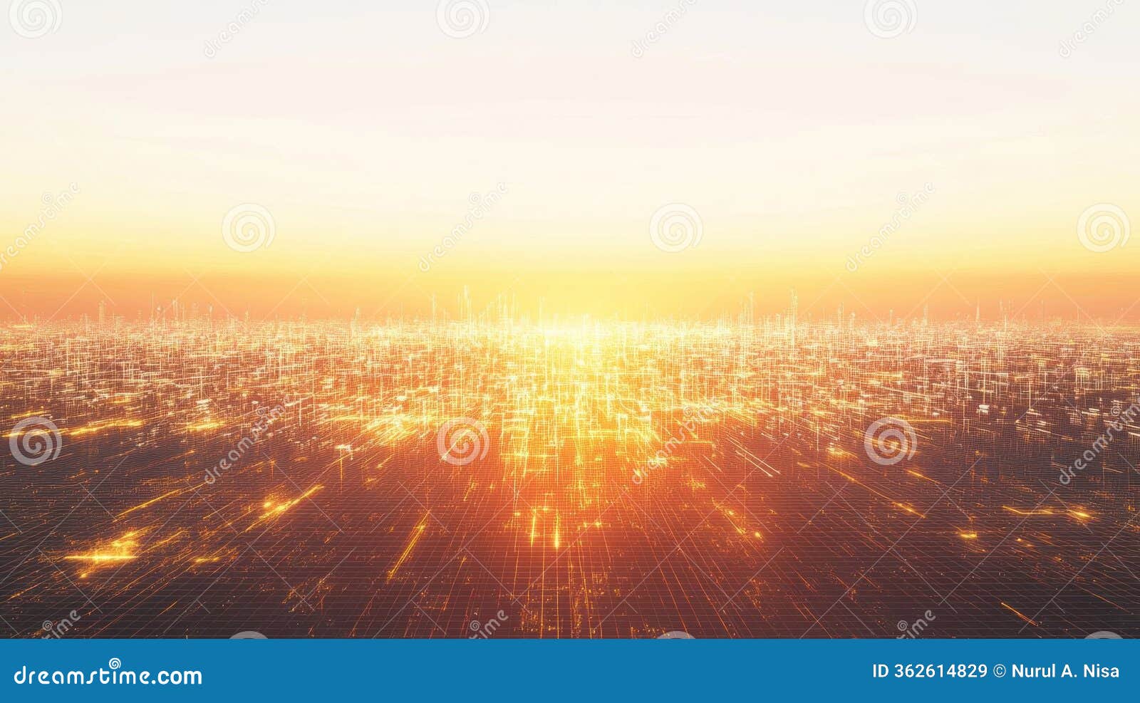 Digital City Connects Data Flow Network Grid with Futuristic Theme ...