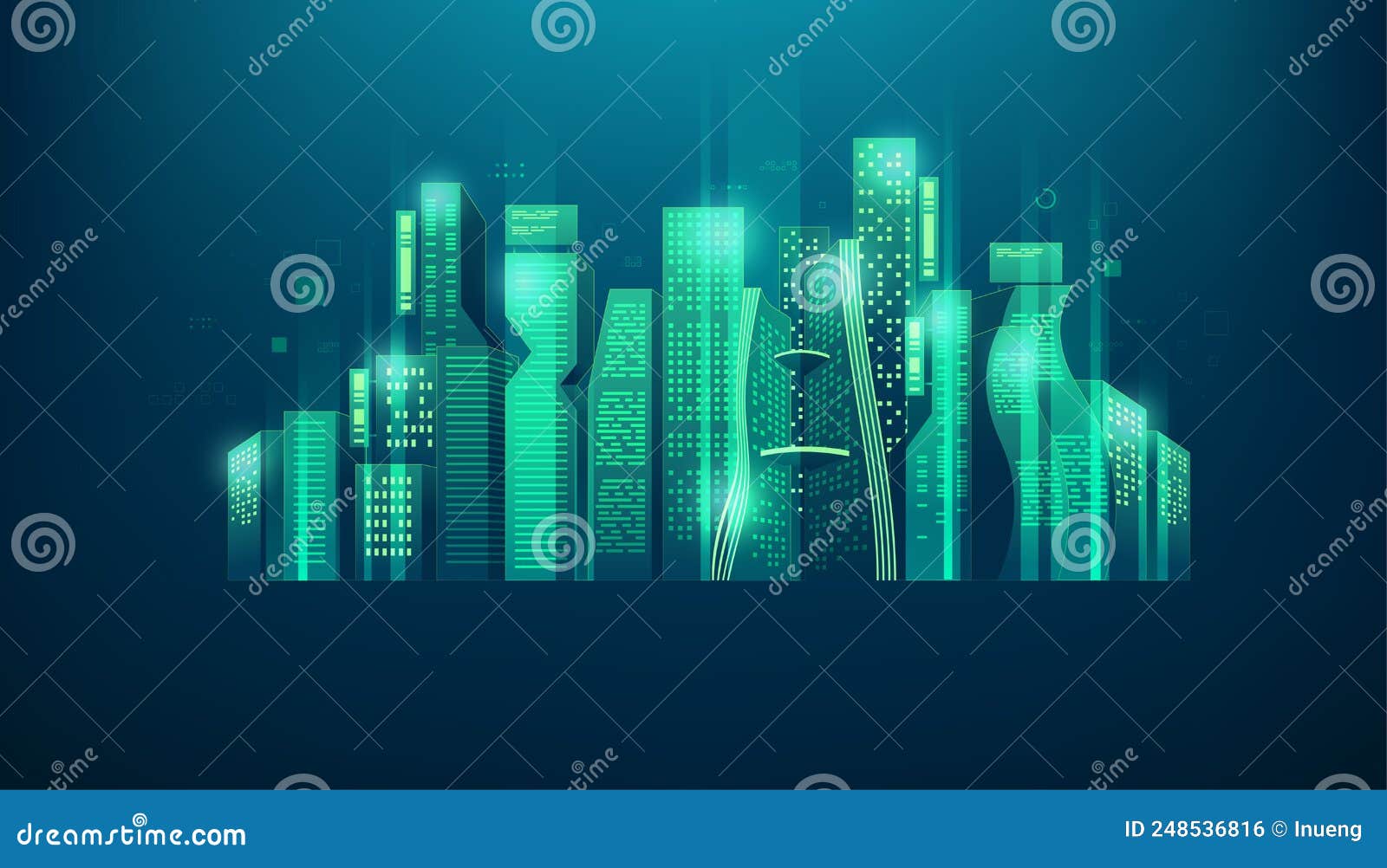 Digital City or Futuristic City Concept. Metaverse or Virtual Reality ...