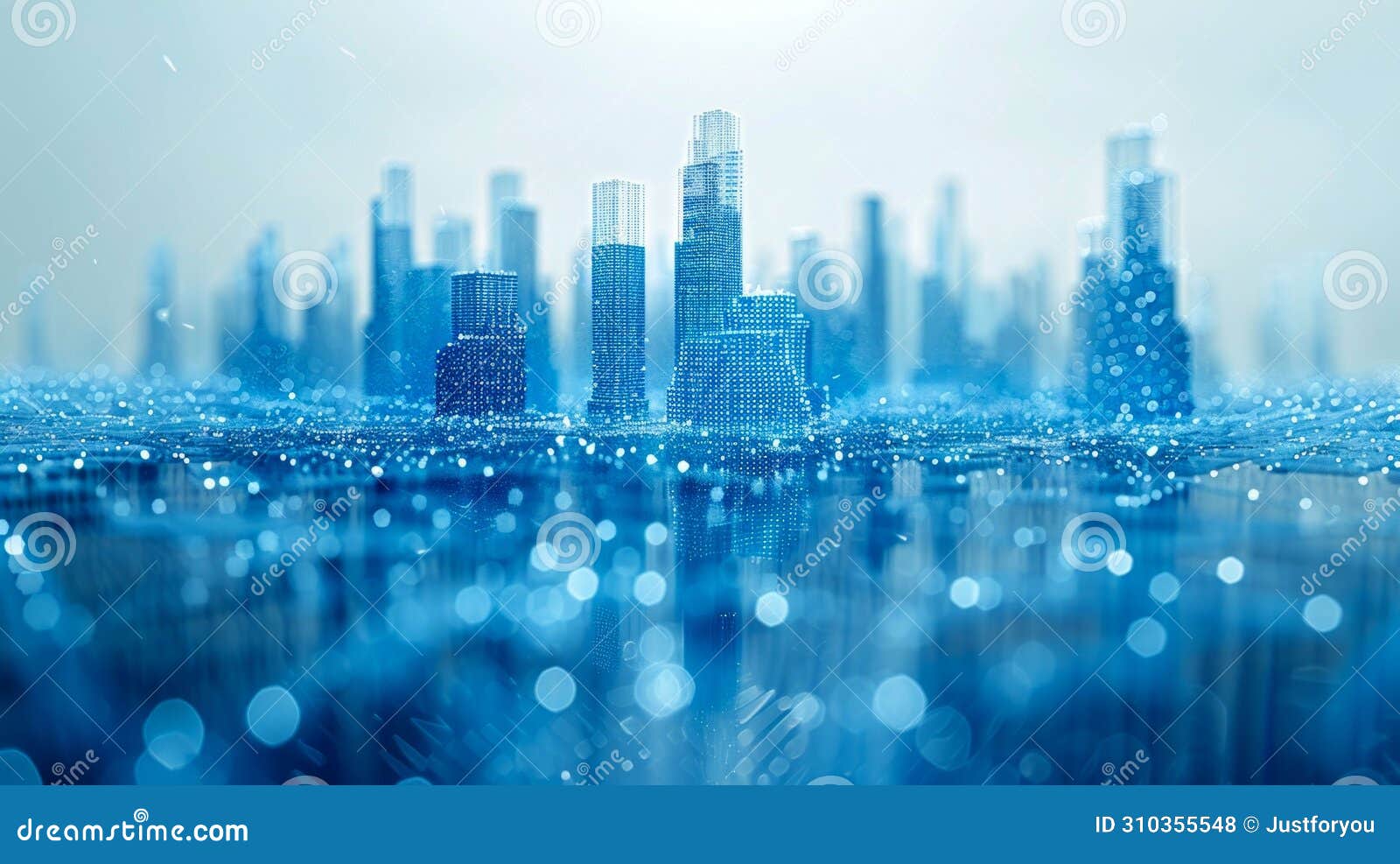 Digital Cityscape with Connected Network Lights. Generative Ai Stock ...