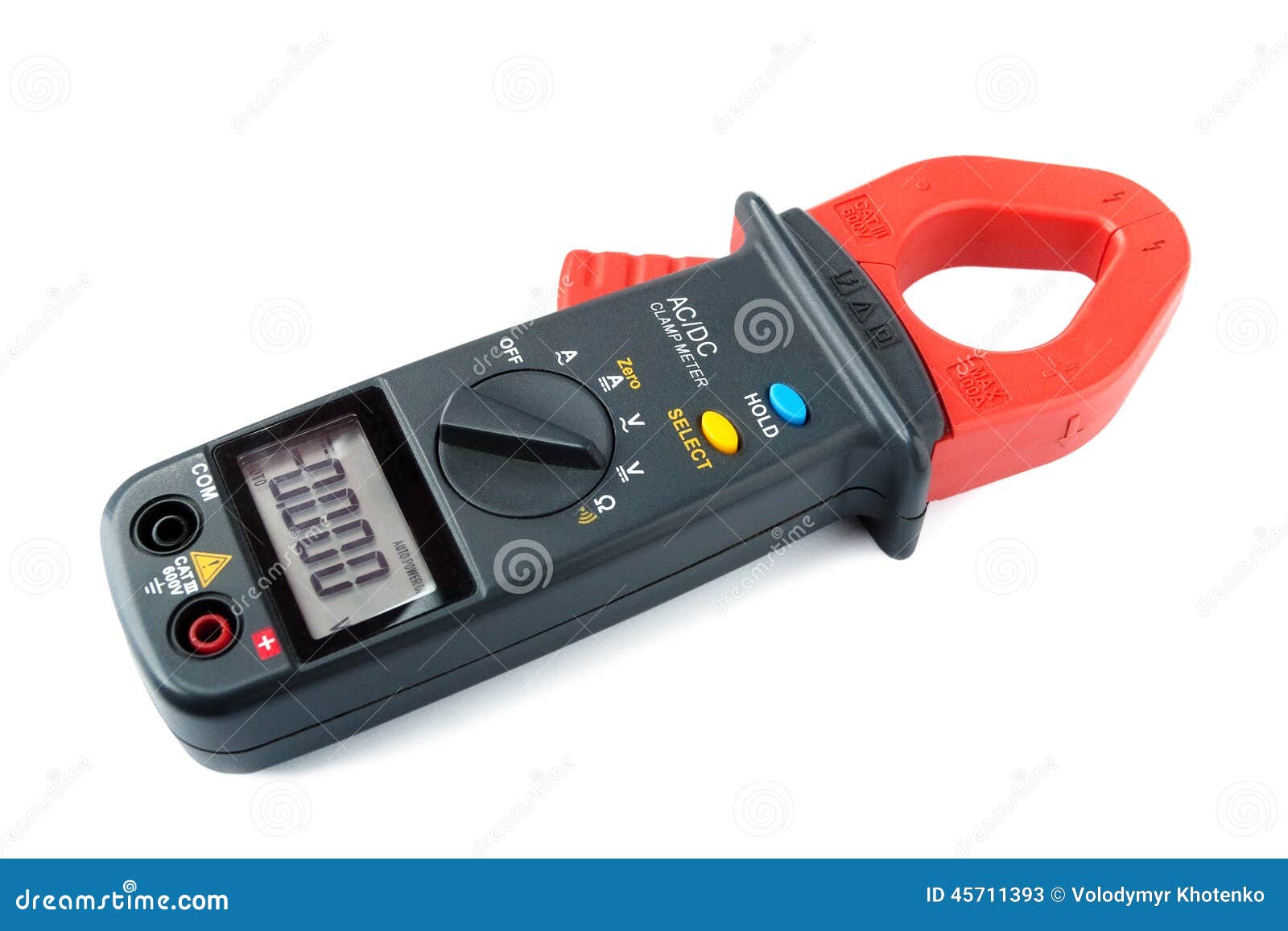 Digital Clamp Meter Isolated Stock Image - Image of black, high: 45711393