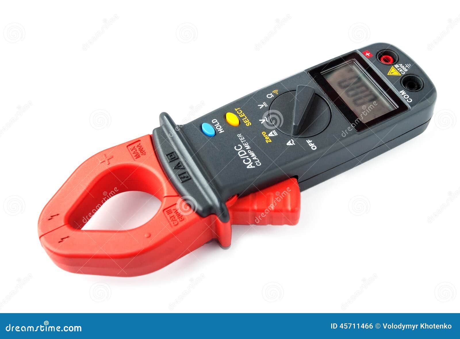 Digital Clamp Multimeter In Man`s Hand On A White Background Stock ...