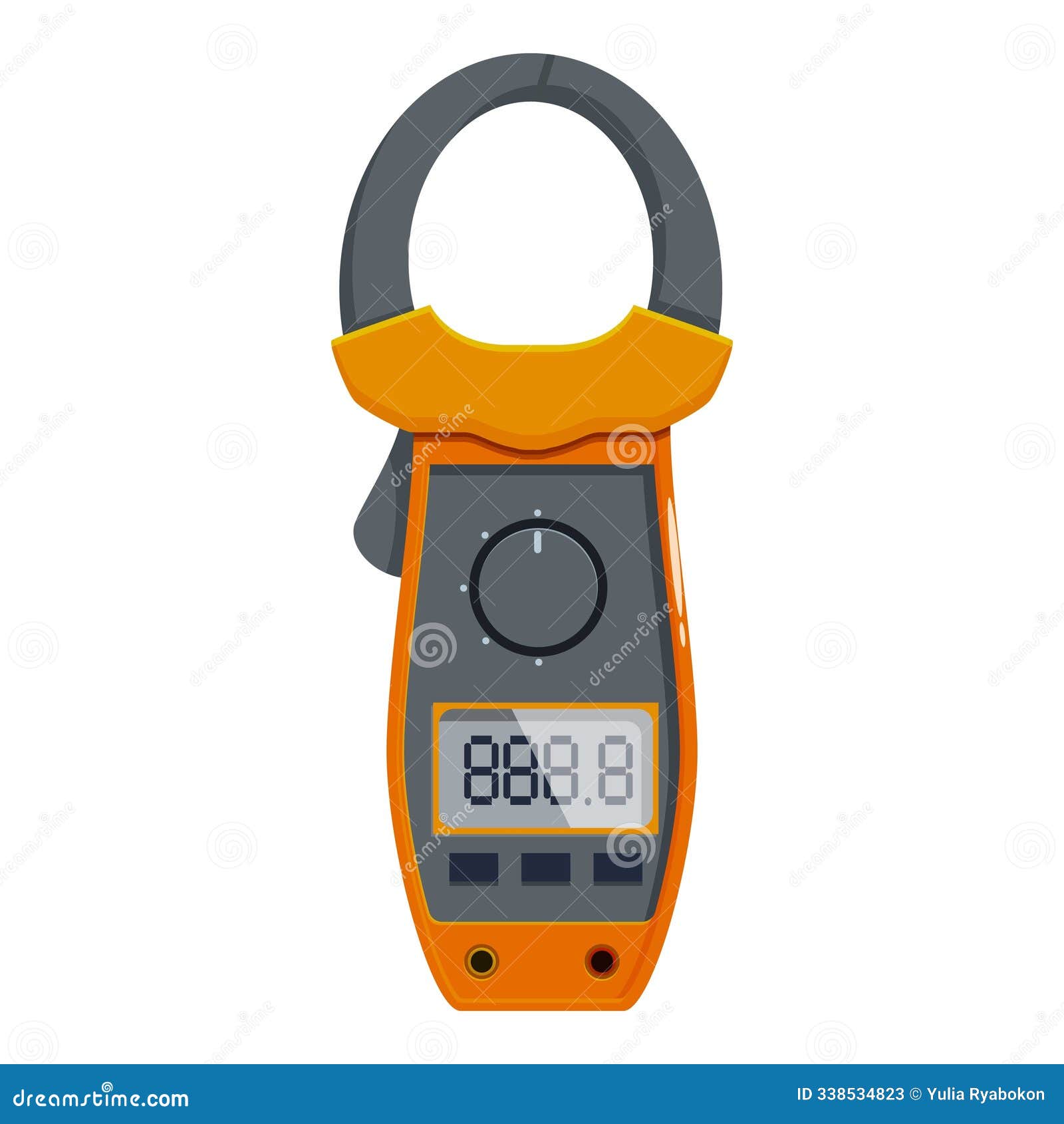 Digital Clamp Meter Multimeter, Front View. 3D Rendering Royalty-Free ...