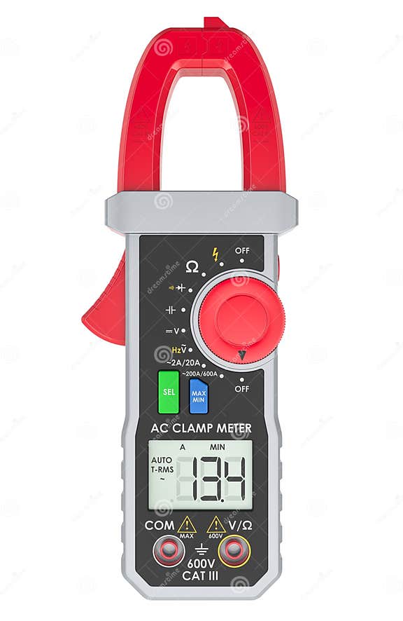 Digital Clamp Meter Multimeter, Front View. 3D Rendering Stock ...