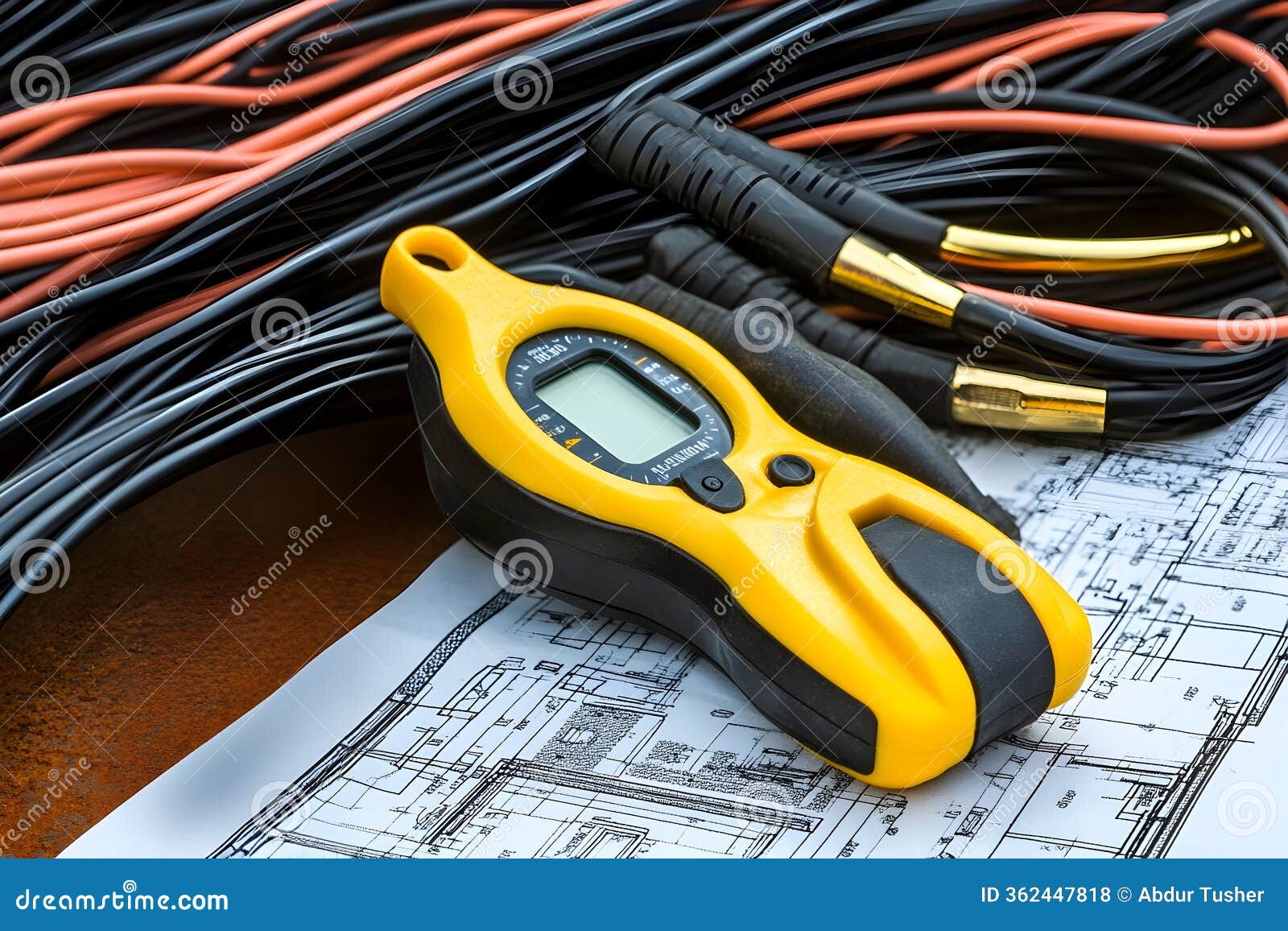 Digital Clamp Meter Multimeter, Front View. 3D Rendering Royalty-Free ...