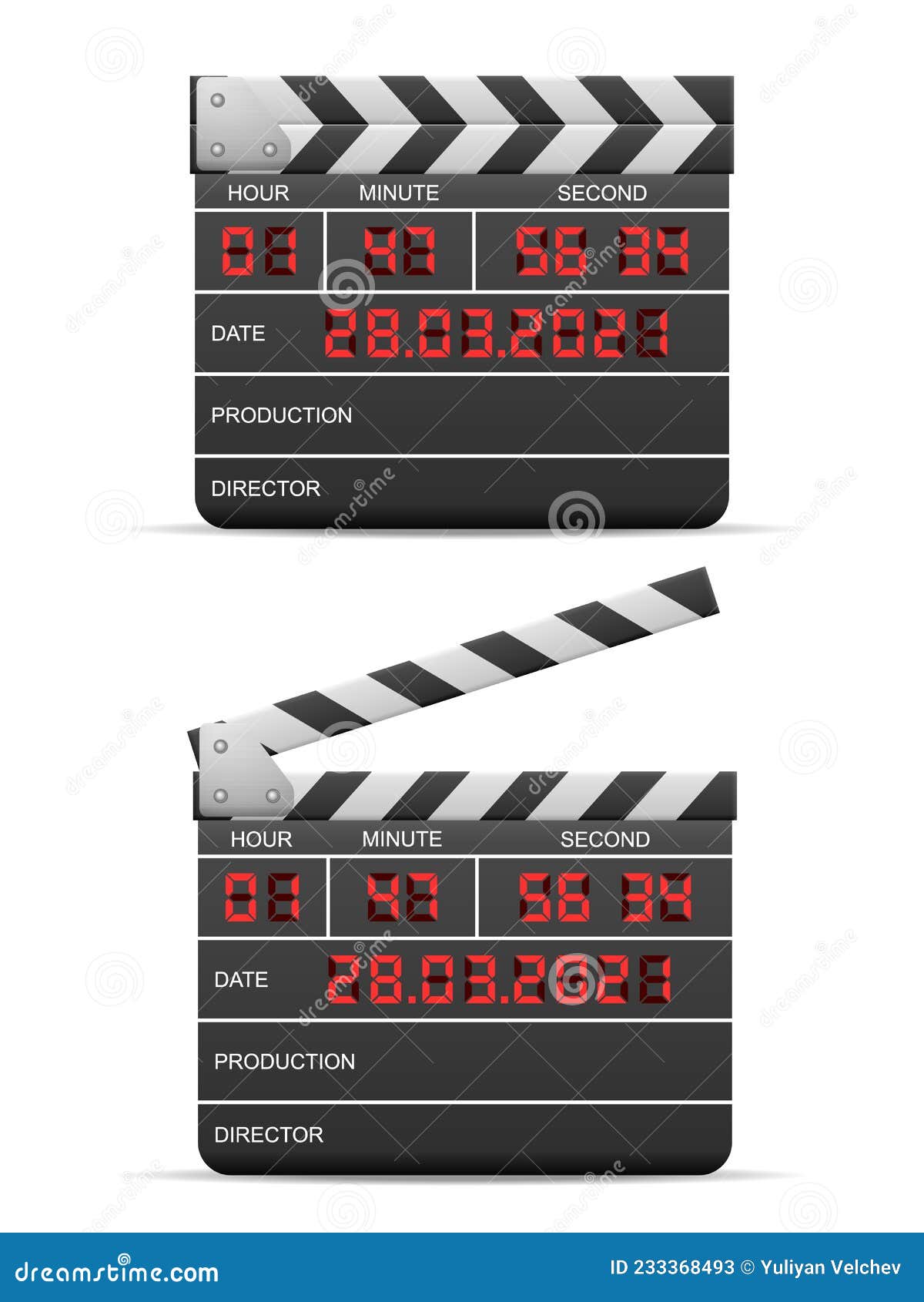 Digital clapperboard set stock vector. Illustration of video - 233368493