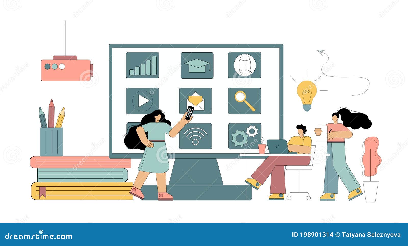 Digital classroom stock vector. Illustration of elearning - 198901314