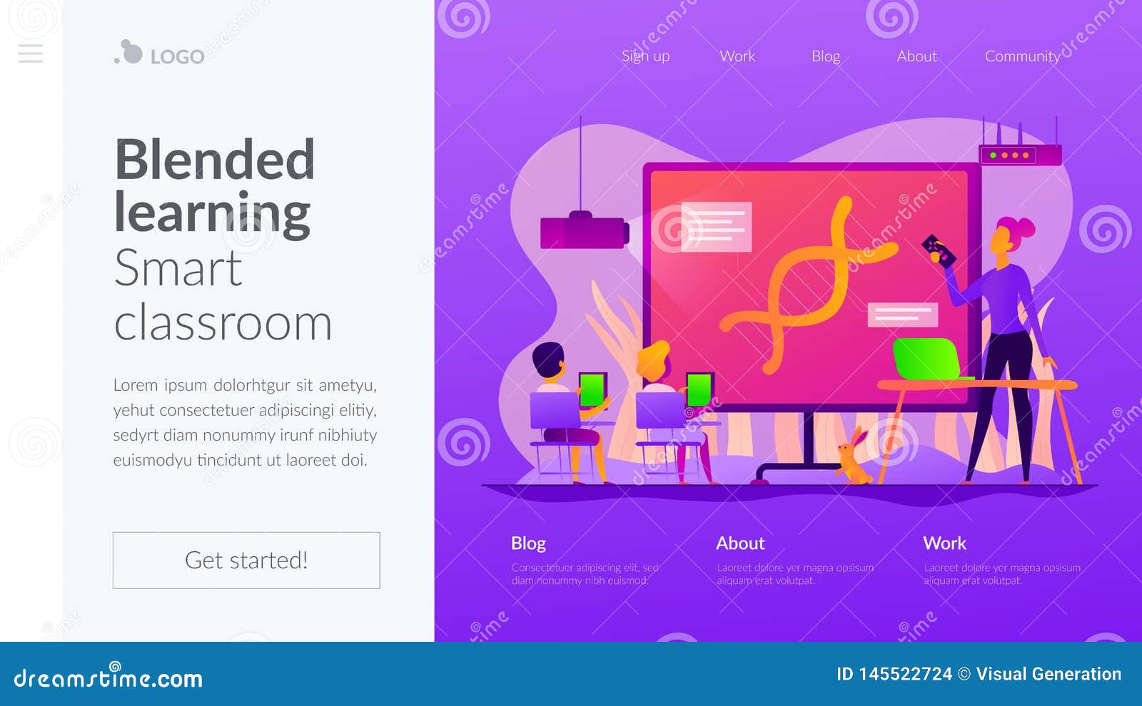 Digital Classroom Landing Page Template. Stock Vector - Illustration of ...