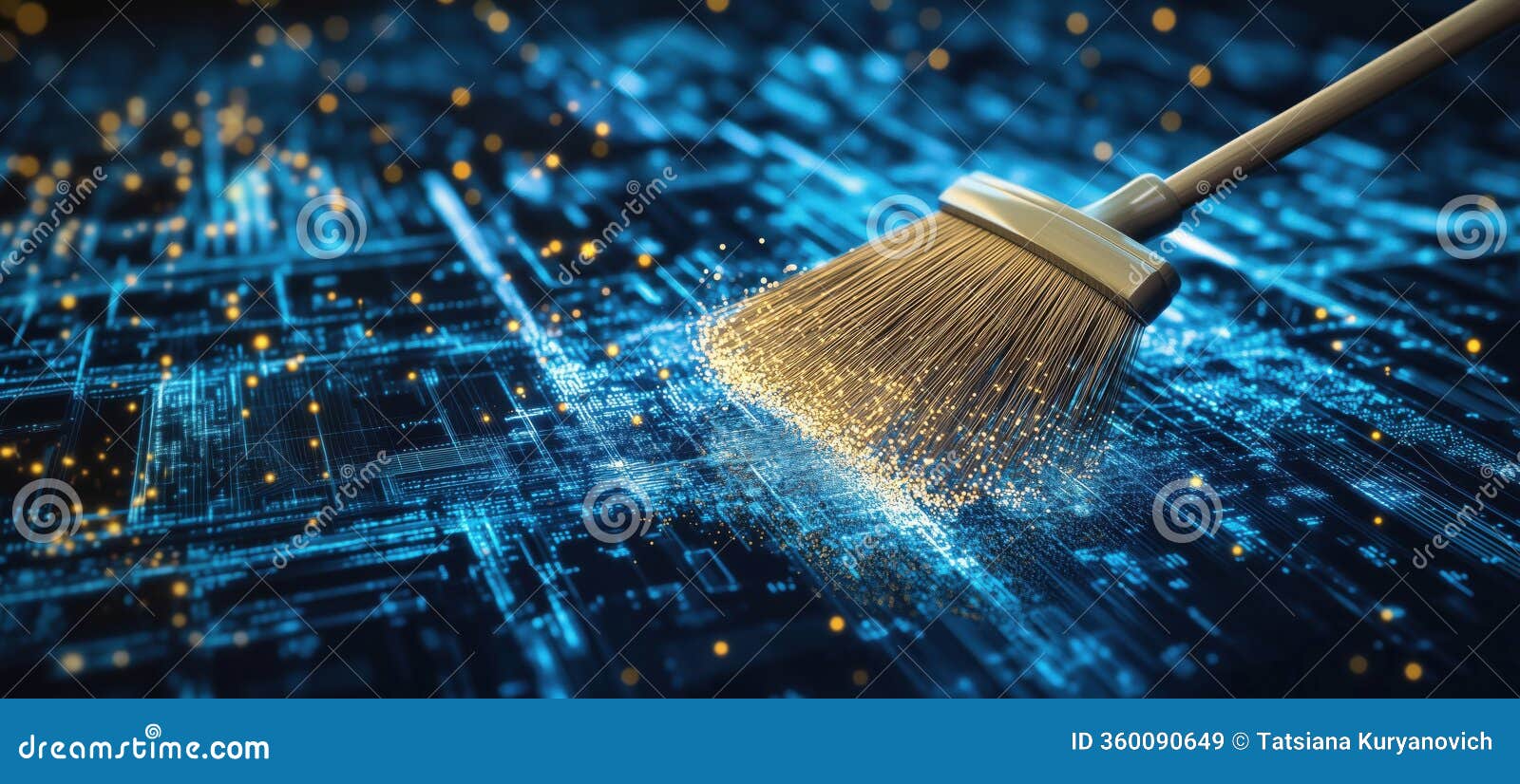 Digital Cleaning Process with Broom Sweeping Data Sparks from Circuit ...