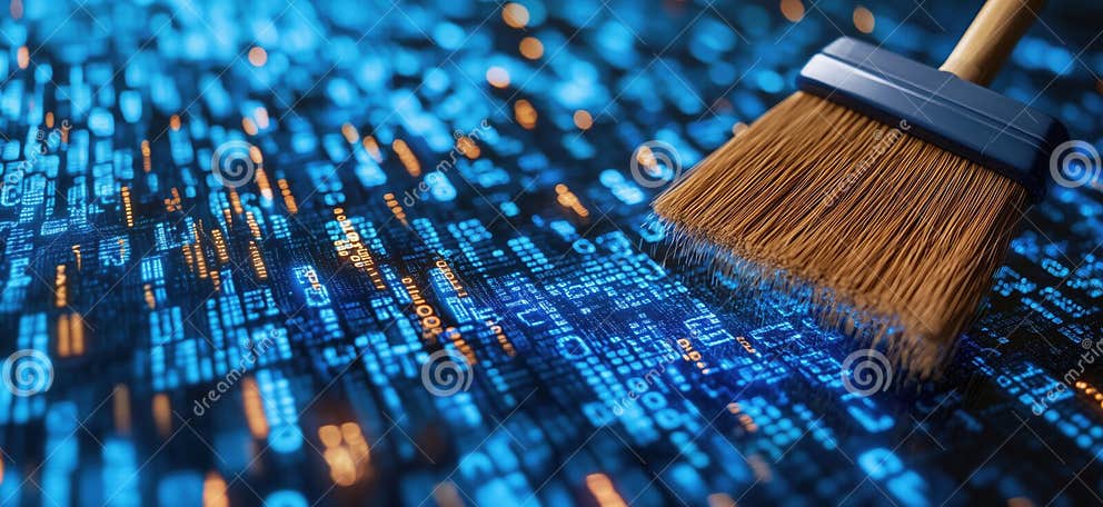 Digital Cleaning Process Represented by Broom Sweeping through Binary ...