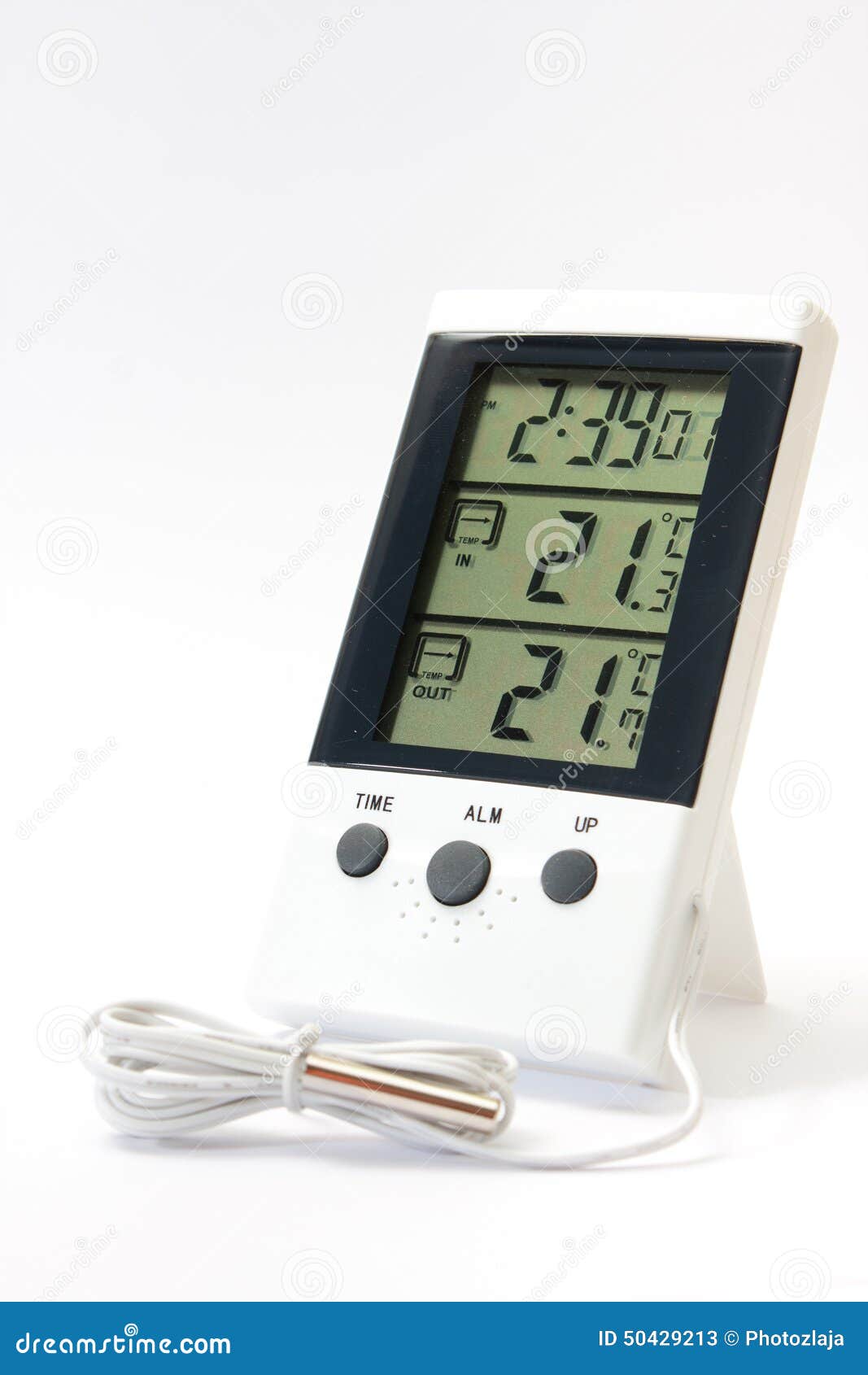 Digital Clock and a Digital Thermometer for Measuring Temperature Stock ...