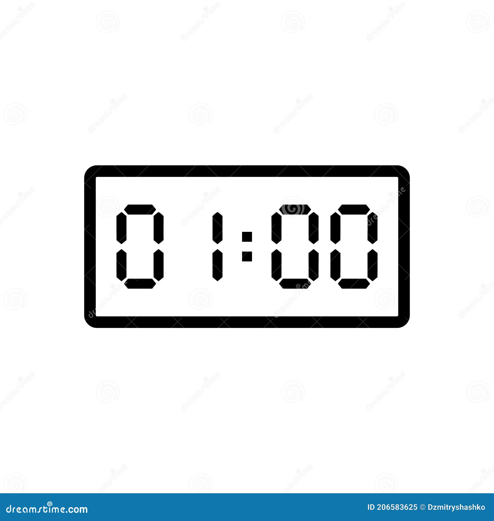 Digital Clock Displaying 1:00 O Clock Stock Illustration - Illustration ... Digital Clock Displaying 1:00 O Clock Stock Illustration - Illustration ...
