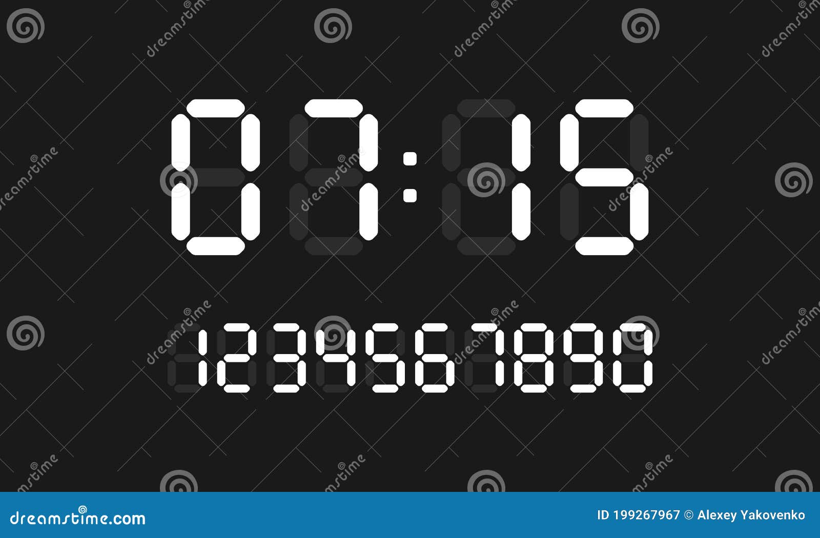 Digital Clock Icon. Digital Calculation Number Set. Vector on Isolated ...