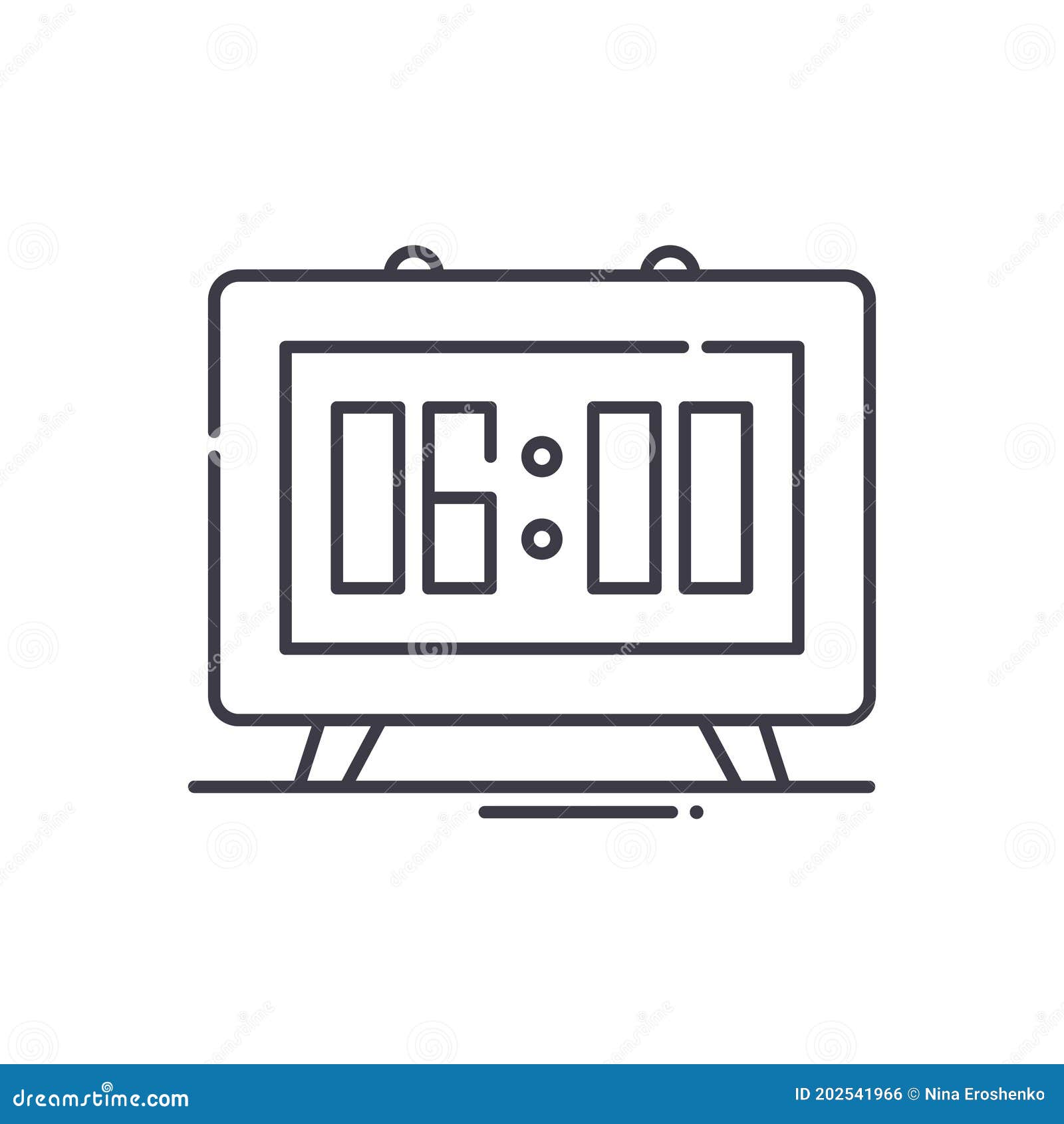 Digital Clock Icon, Linear Isolated Illustration, Thin Line Vector, Web ...