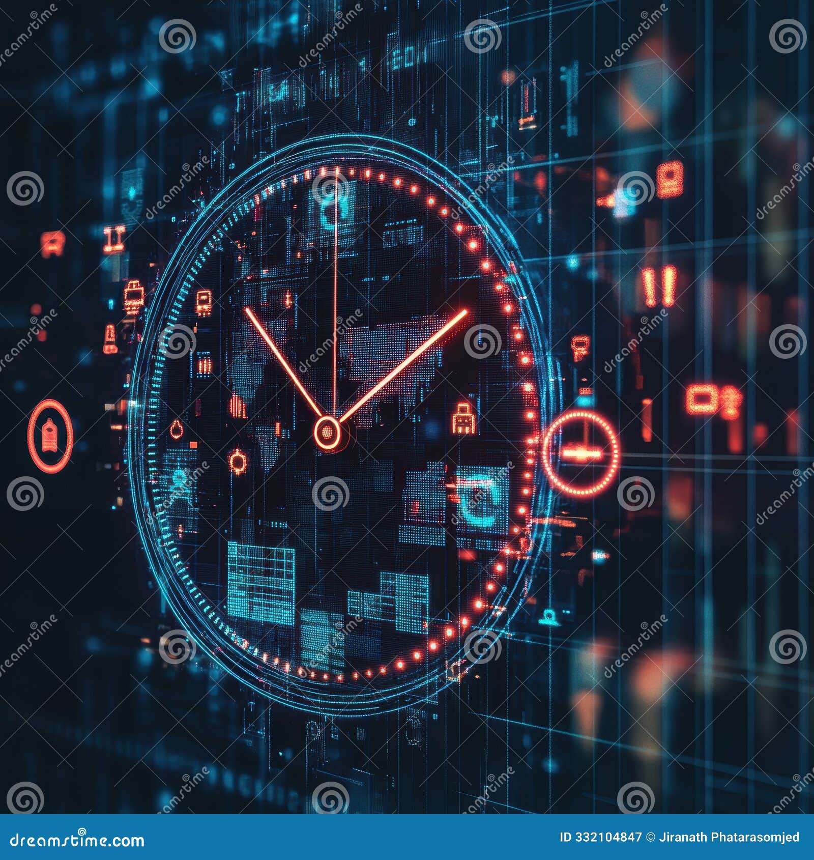 Digital Clock Interface stock illustration. Illustration of electronics ...