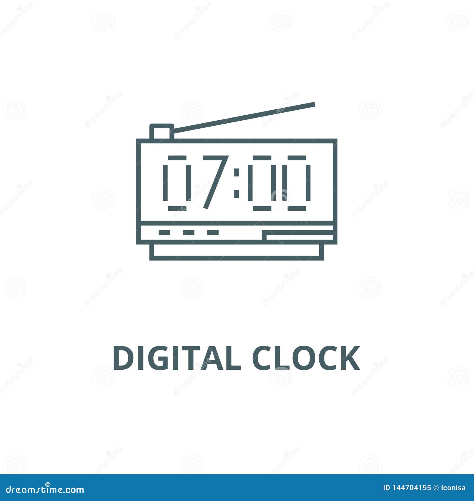 Digital Clock Line Icon, Vector. Digital Clock Outline Sign, Concept ...