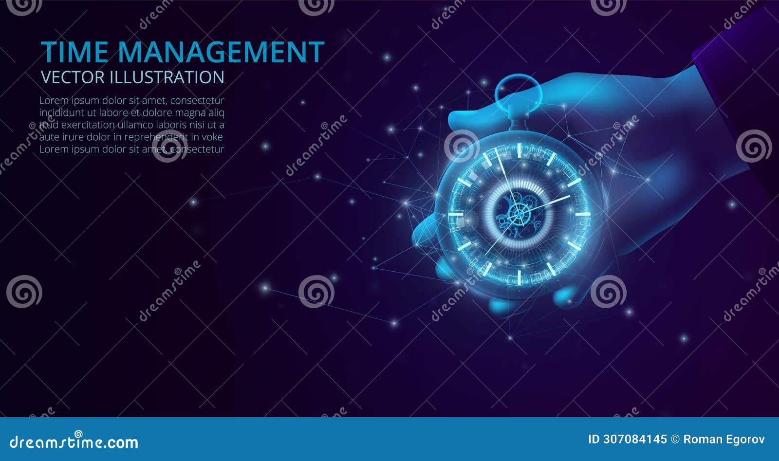 Digital Clock. Low Poly Watch. Time Management. Clockwork Technology ...