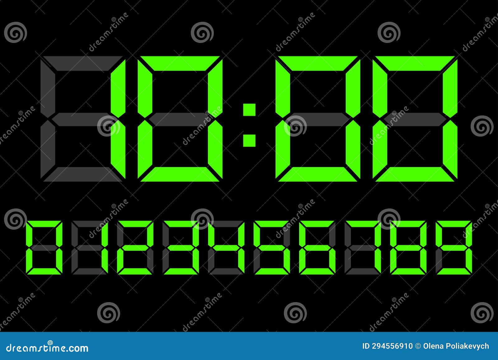 Digital Clock Number Set. Electronic Figures. Led Digit Set. Vector ...