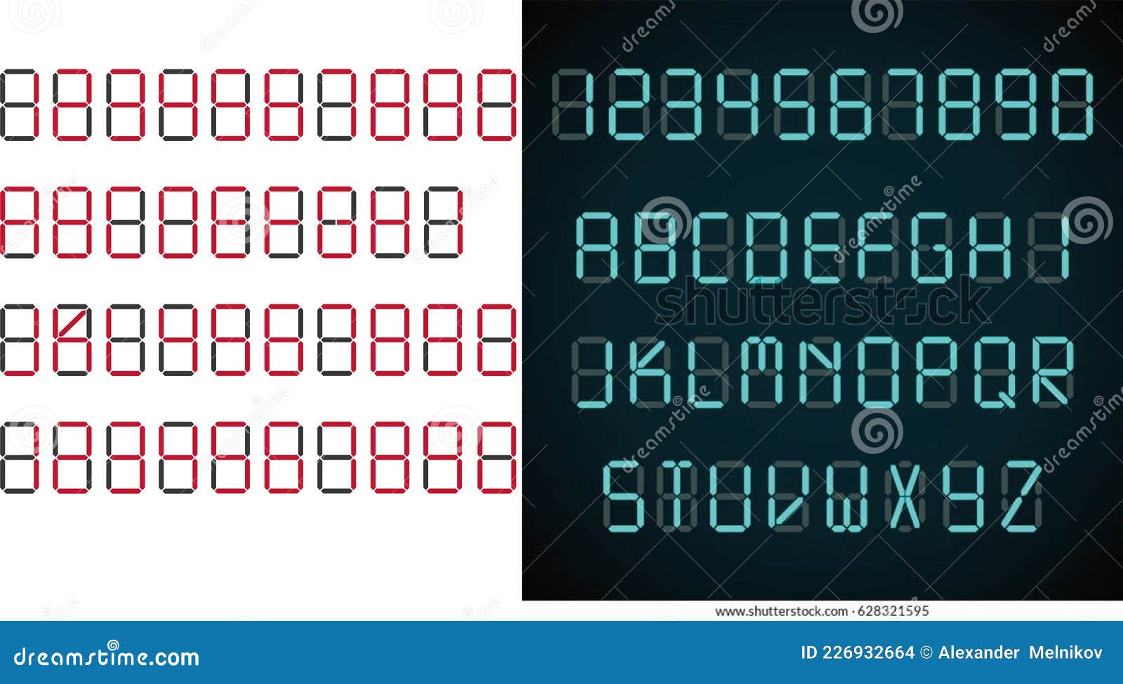 Digital Clock Number Set. Electronic Figures Stock Vector ...